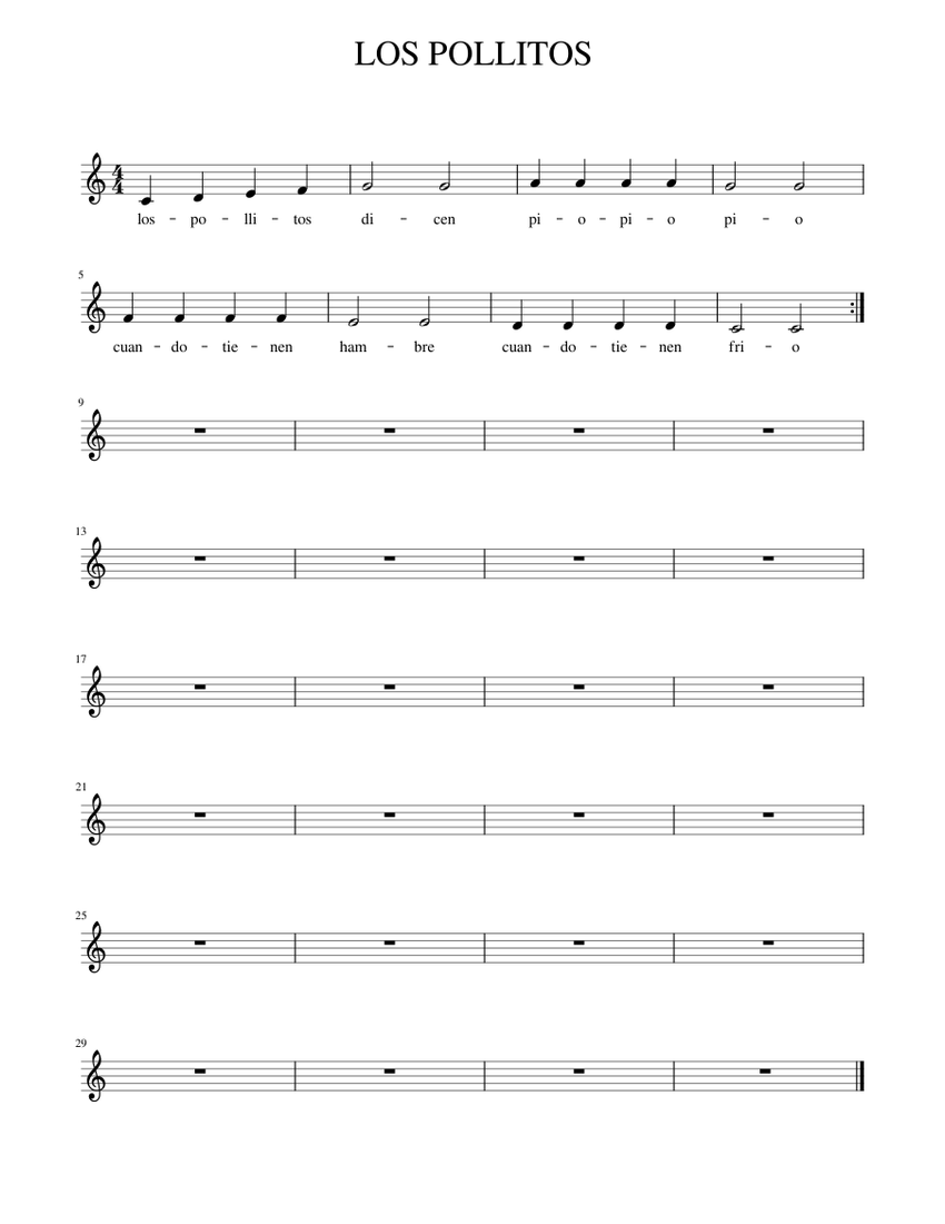 los pollitos Sheet music for Piano (Solo) Easy | Musescore.com