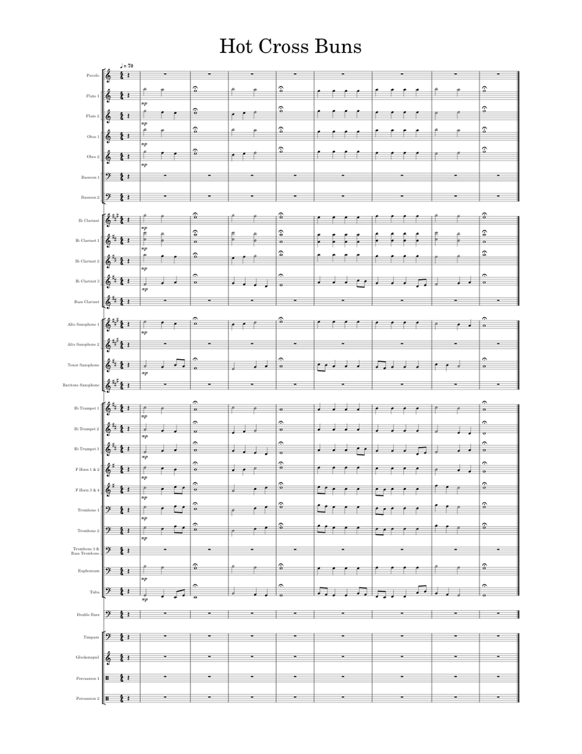 Hot Cross Buns – England Folk Song Sheet Music for Trombone, Euphonium ...