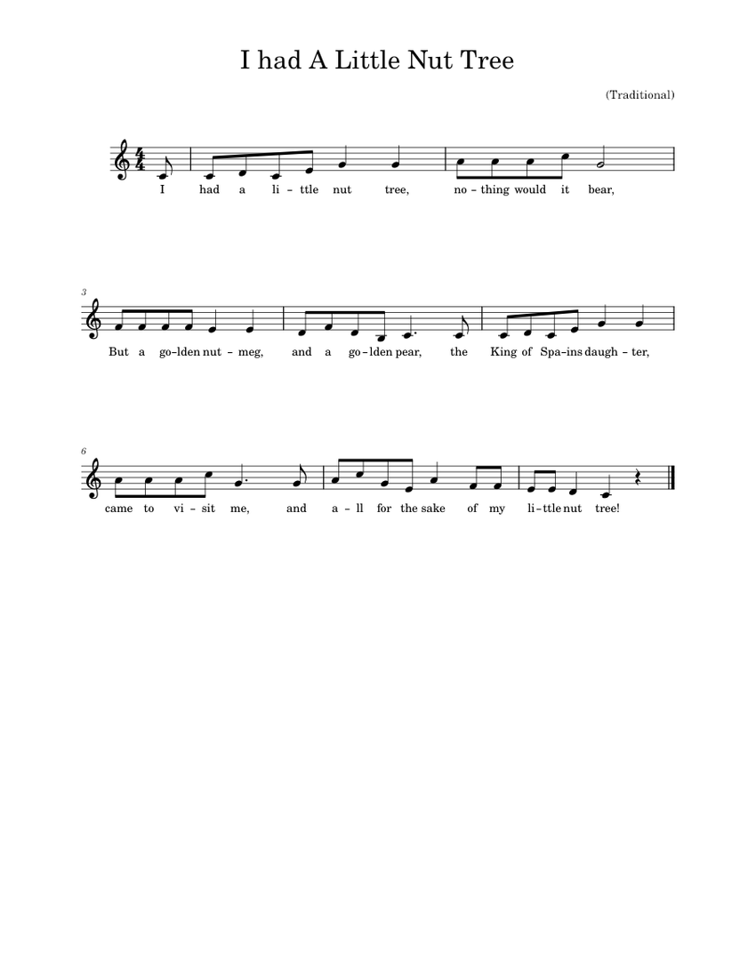 I had A Little Nut Tree – Misc Traditional I had A Little Nut Tree ...