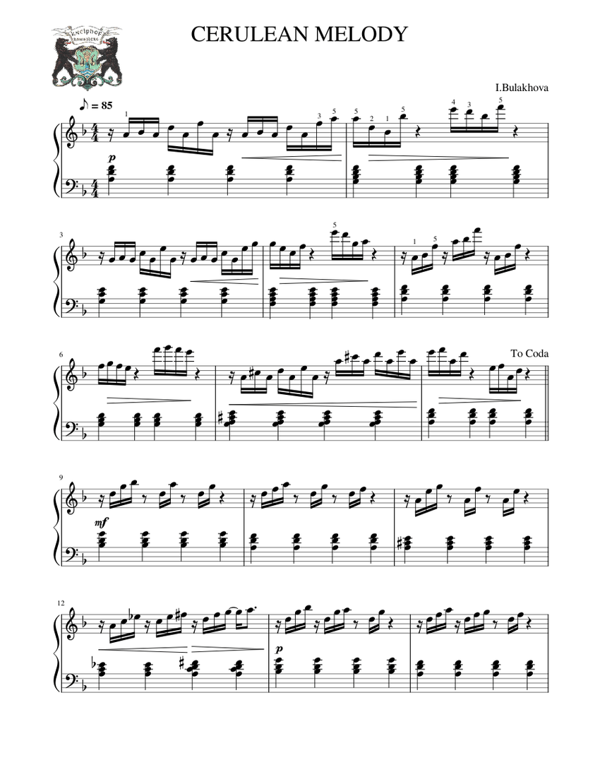 CERULEAN MELODY ease Sheet Music for Piano (Solo) | MuseScore.com