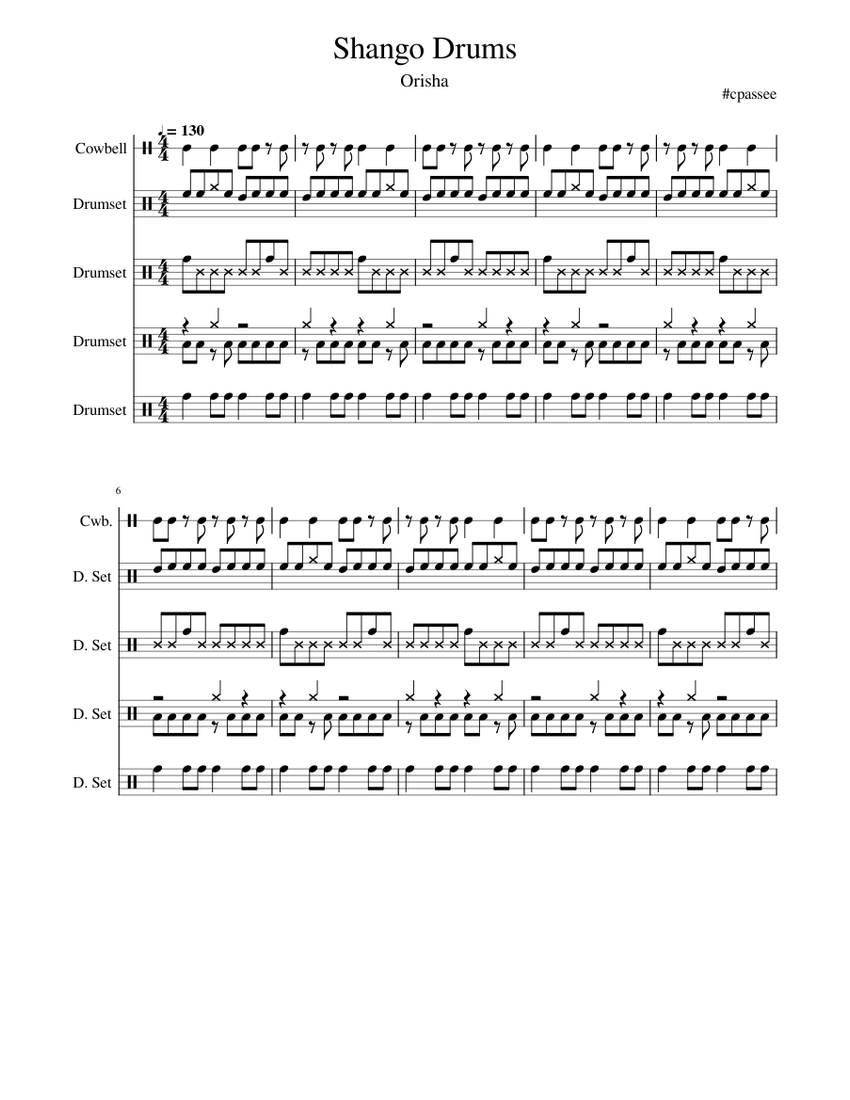 Shango Drums Sheet Music for Drum group, Percussion bells (Mixed ...