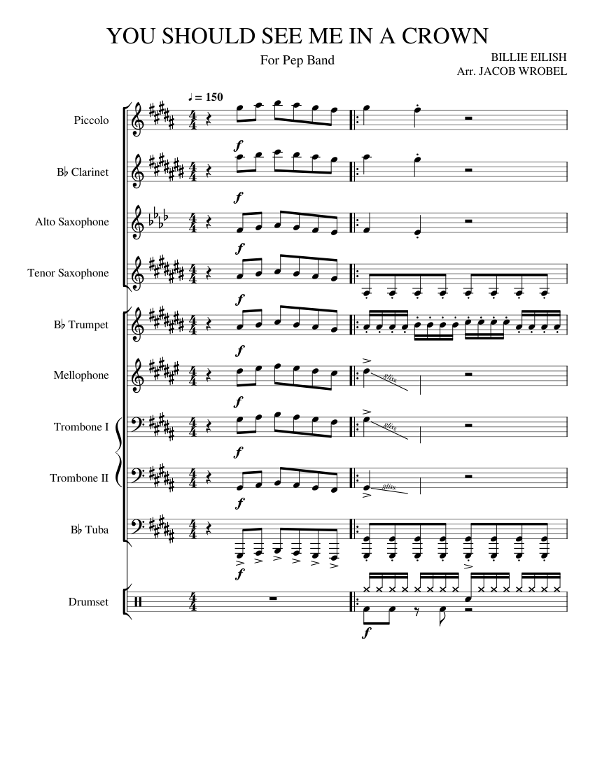 you should see me in a crown - by Billie Eilish, for Pep Band Sheet ...