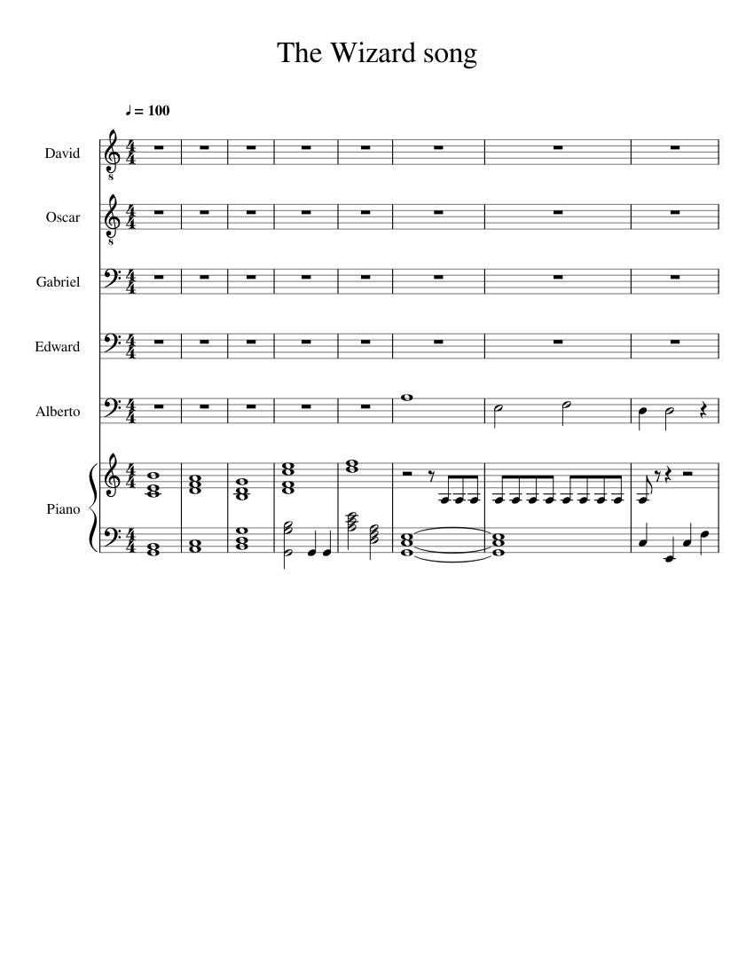 The_Wizard_song Sheet music for Piano, Tenor, Baritone (Choral ...