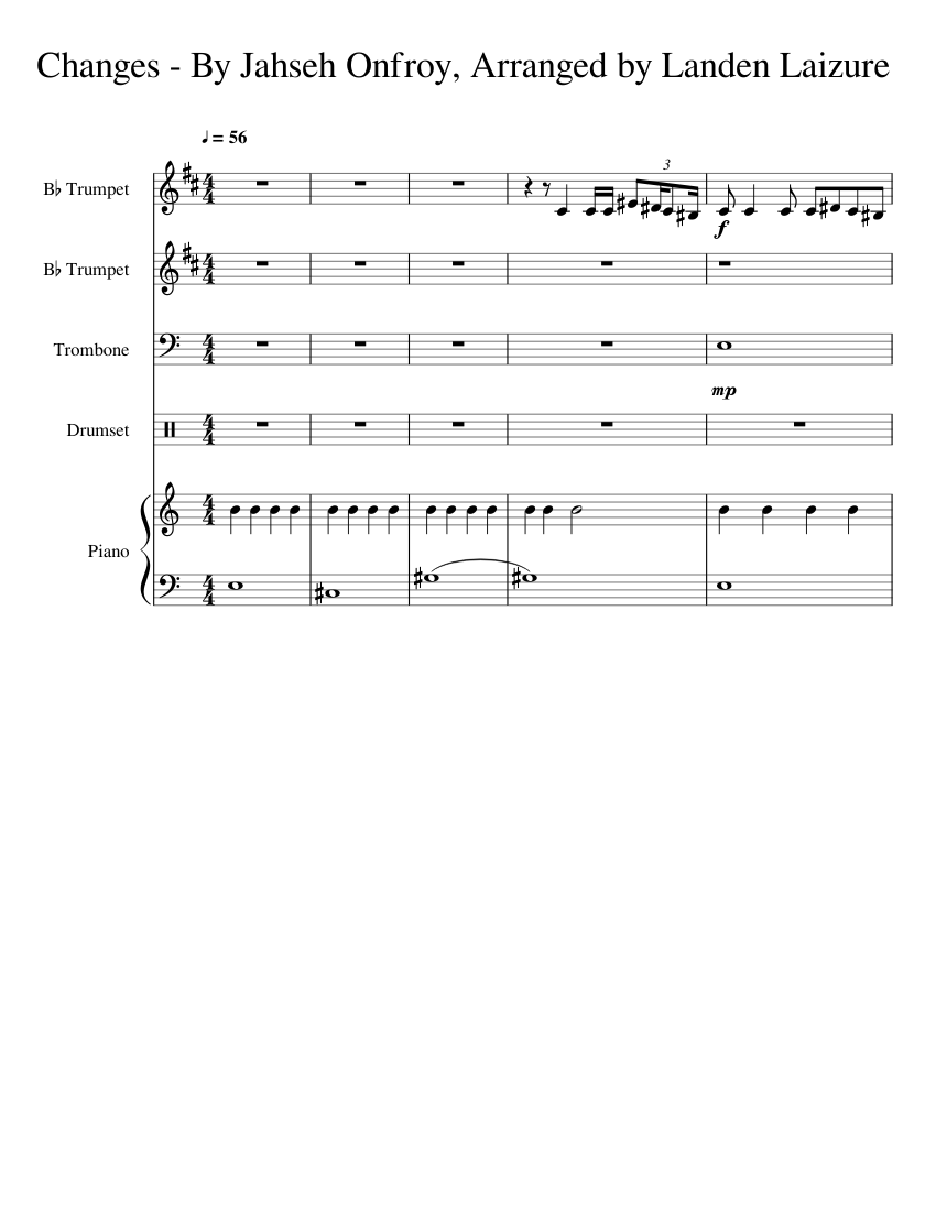Changes - XXXTENTACION Sheet music for Piano, Trombone, Trumpet in b ...