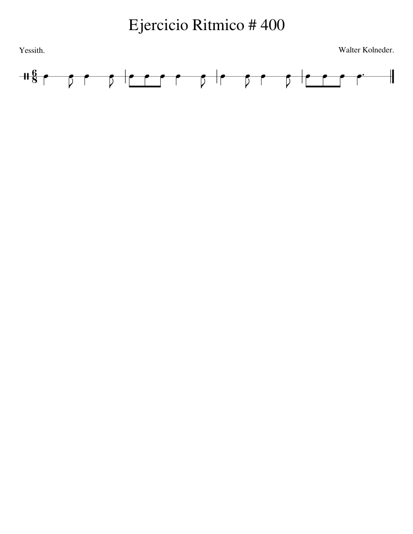 Ejercicio_Ritmico_#_400 Ejercicio Ritmico # 400 Sheet music for Claves ...