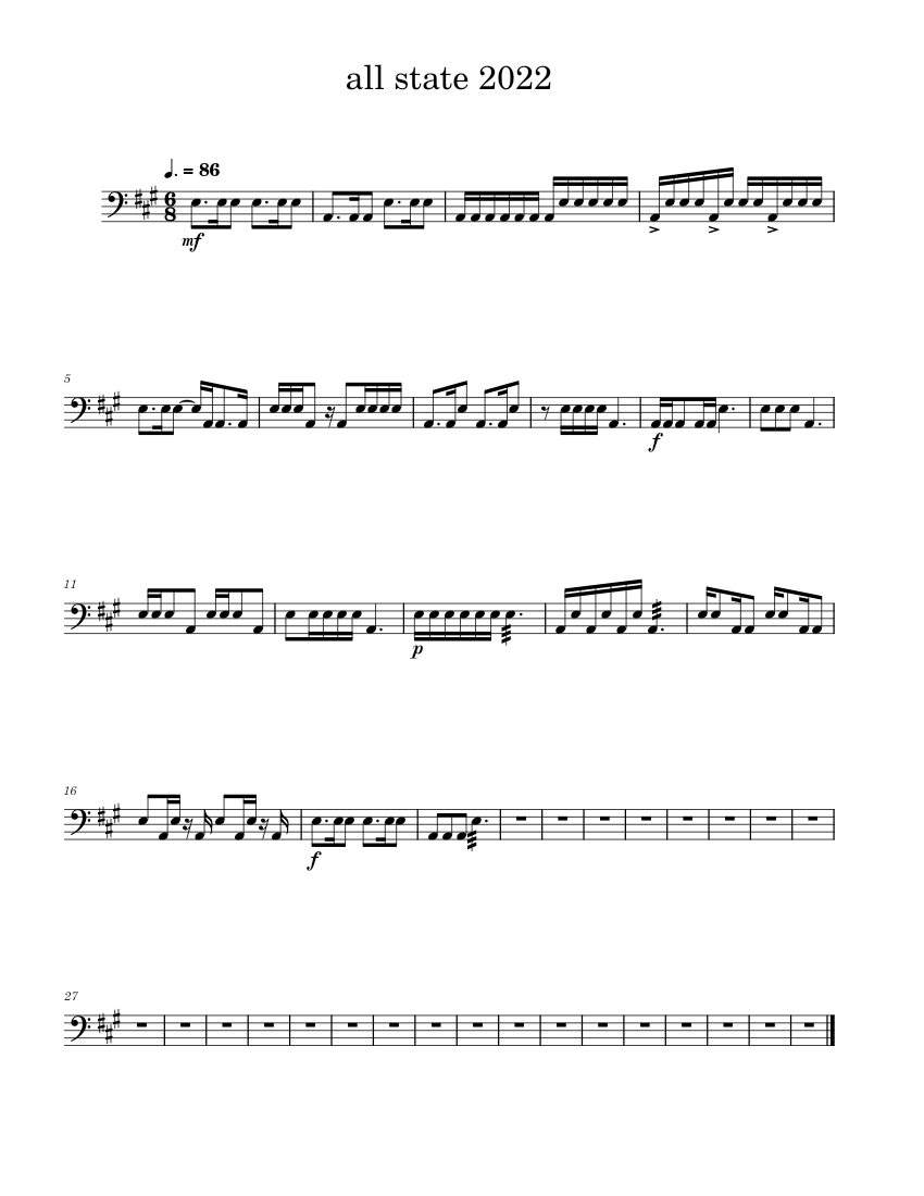 all state 2022 Sheet music for Timpani (Solo) | Musescore.com