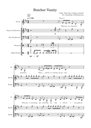 BUTCHER VANITY – Vane Lily Sheet Music for Trombone, Tuba, Flute ...