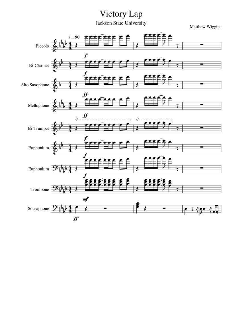 Victory Lap Sheet music for Mellophone, Flute piccolo, Clarinet in b ...