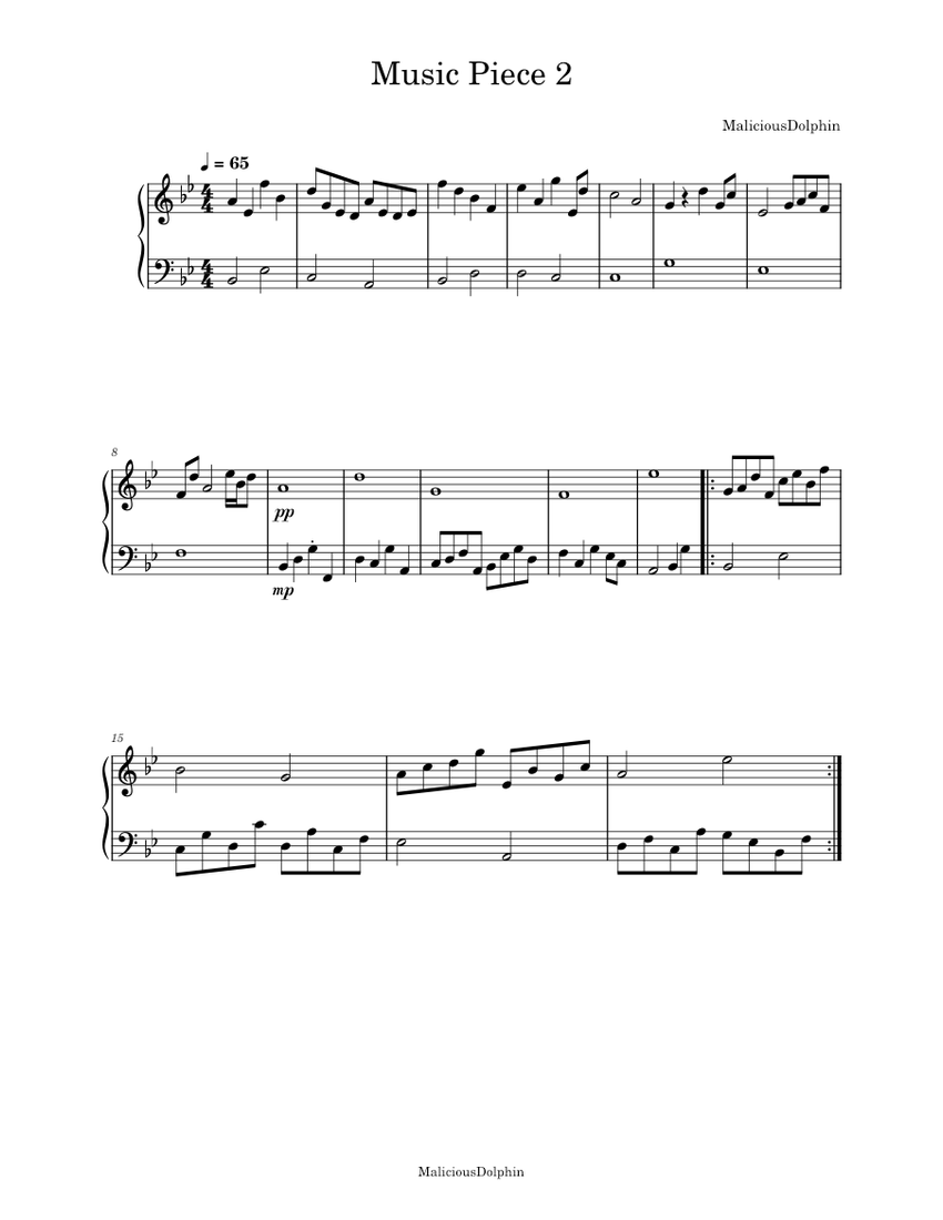 Music Piece 2 Sheet music for Piano (Solo) Easy | Musescore.com