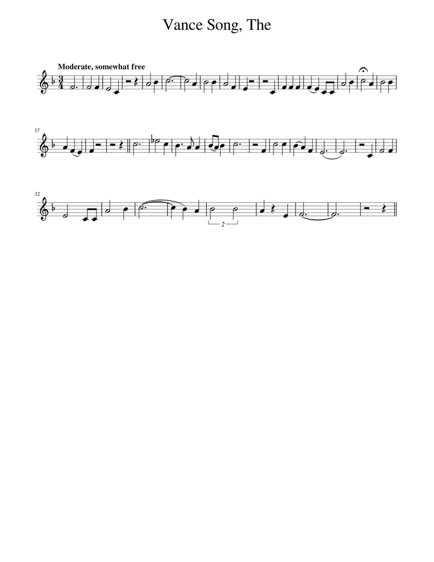 The Vance Song Sheet music for Piano (Solo) Easy | Musescore.com