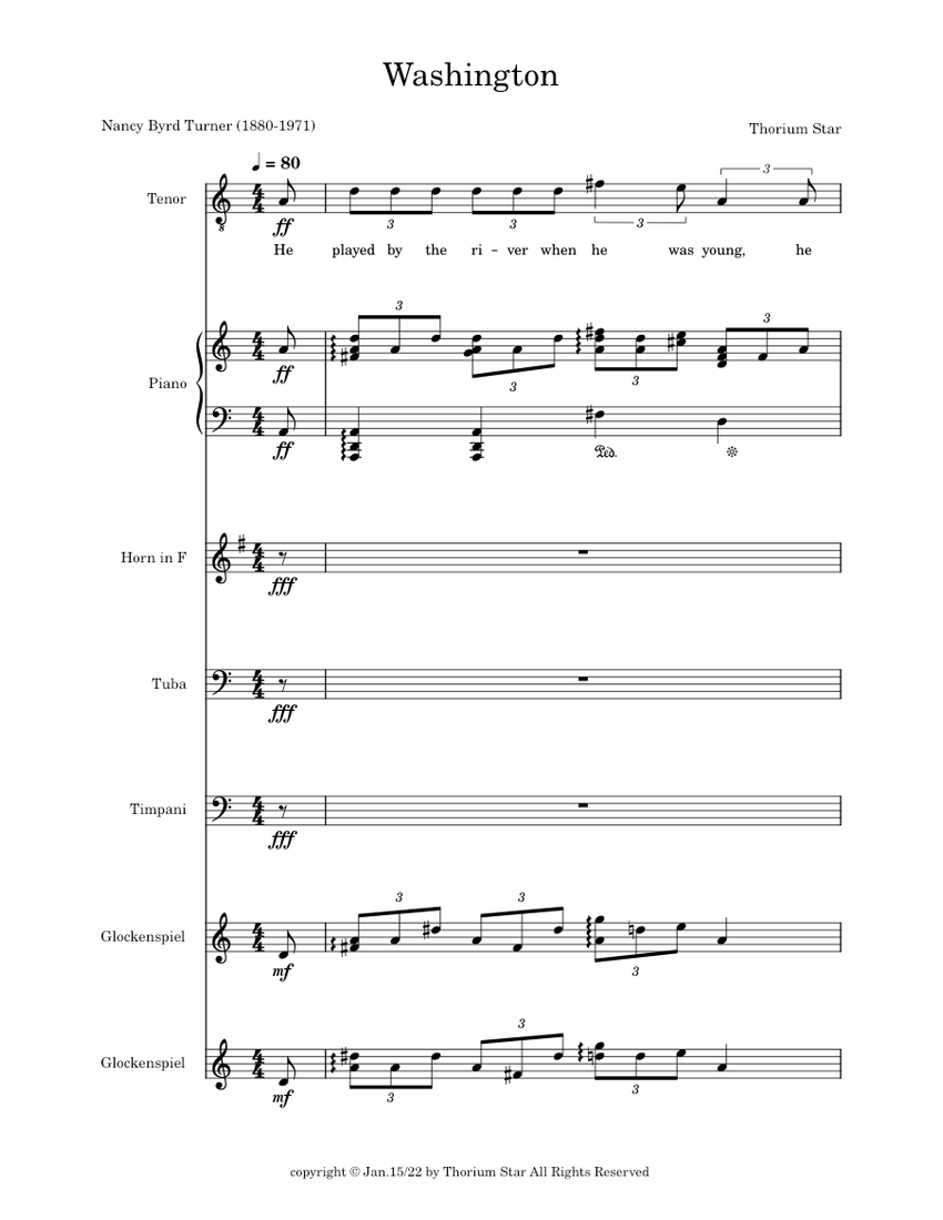 Washington Sheet music for Piano, Tenor, Tuba, French horn & more ...