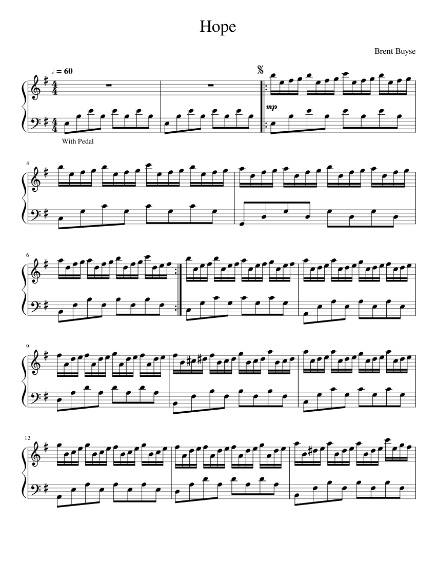 Hope Sheet music for Piano (Solo) | Musescore.com