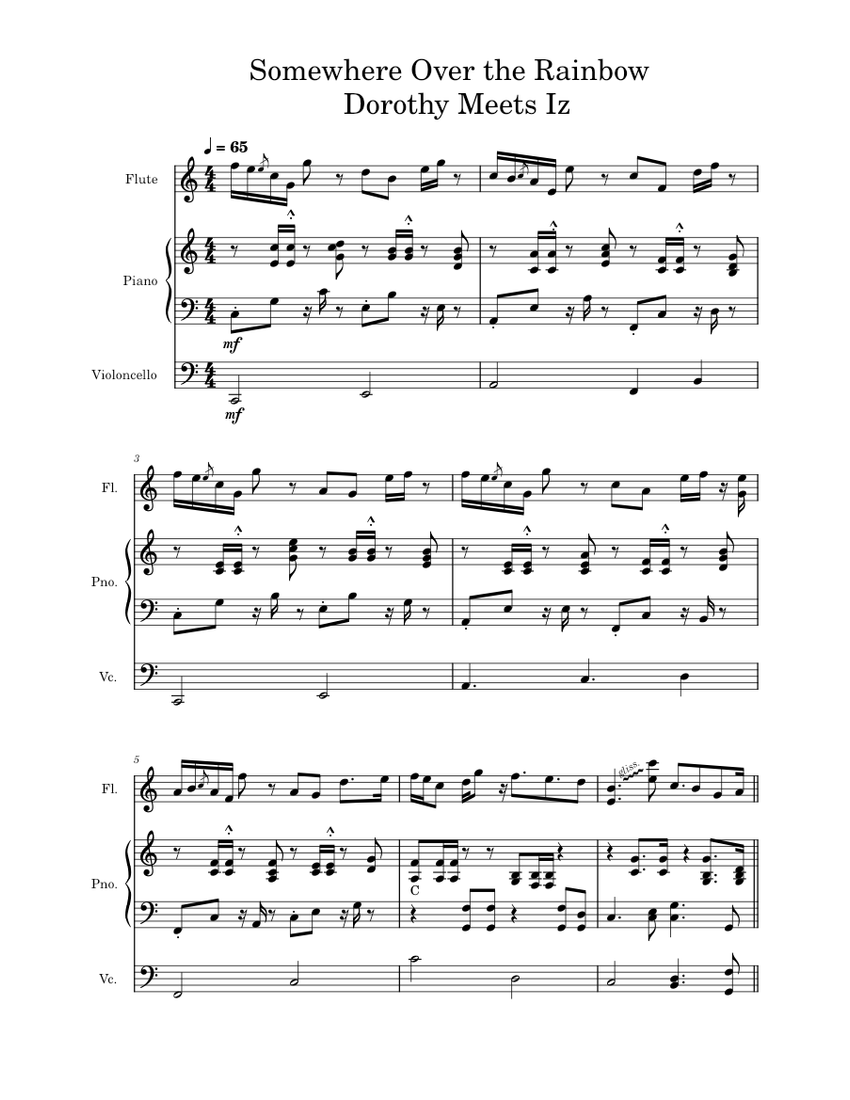 Somewhere Over the Rainbow Dorothy Meets Iz Sheet music for Piano ...