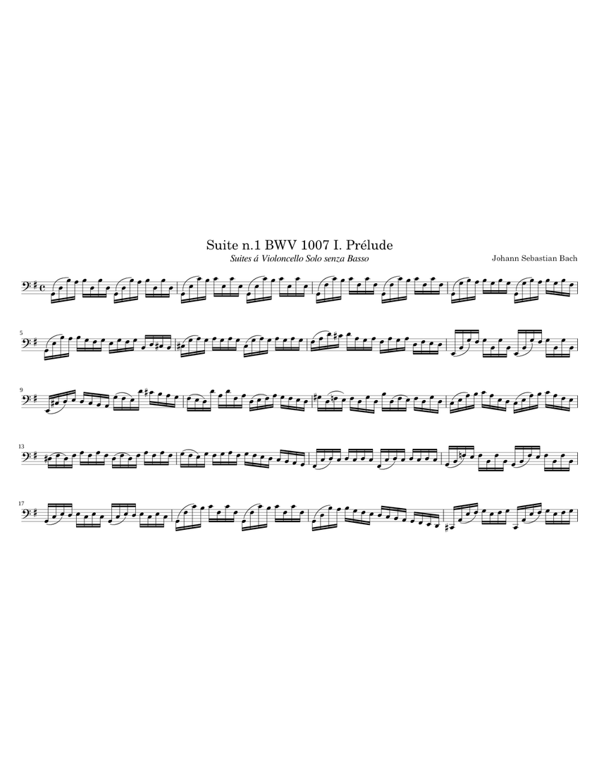 Bach - Cello Suite N. 1 in G major BWV 1007 Sheet music for Cello (Solo ...