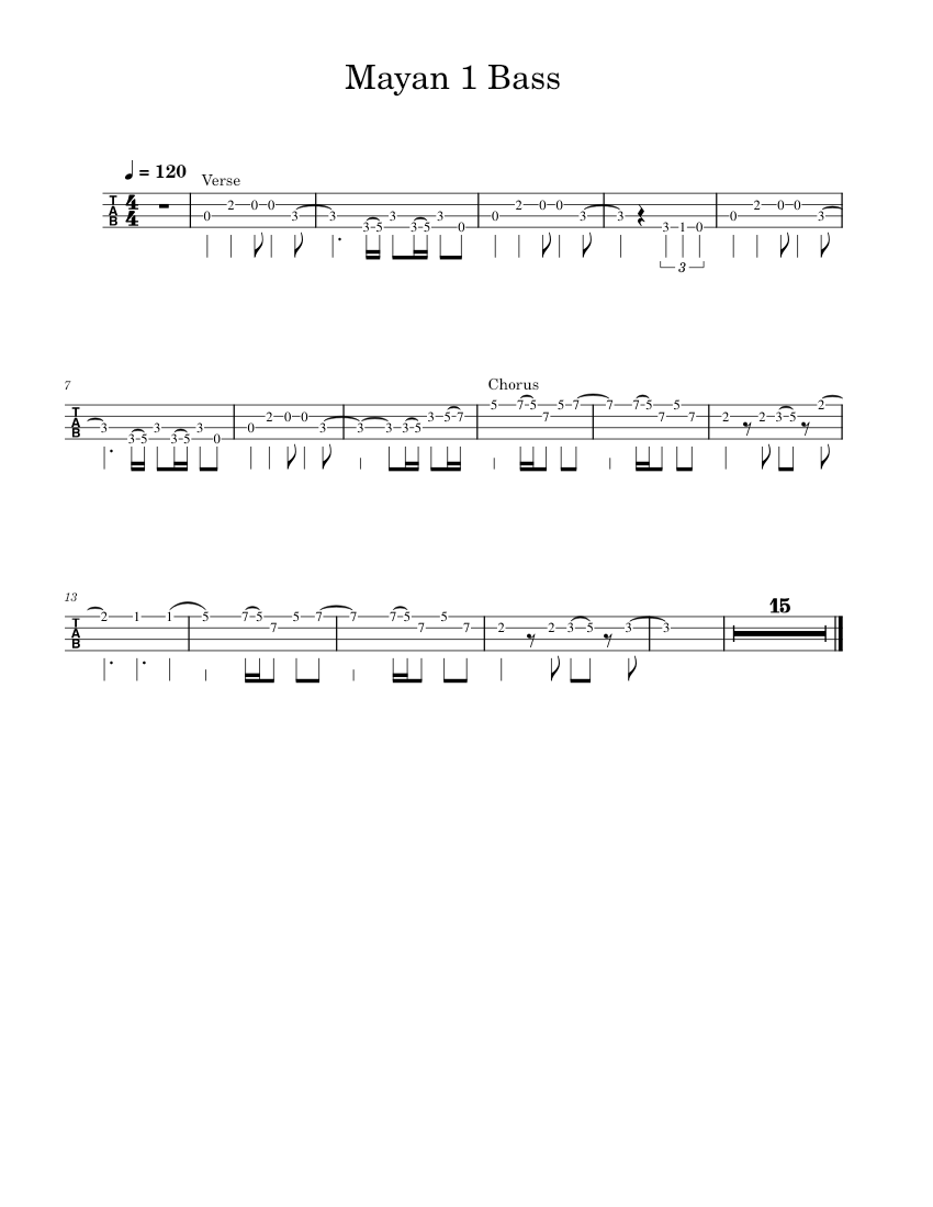 Mayan 1 Bass - Me Mf Sheet Music and Tab for Bass guitar (Women’s Choir ...