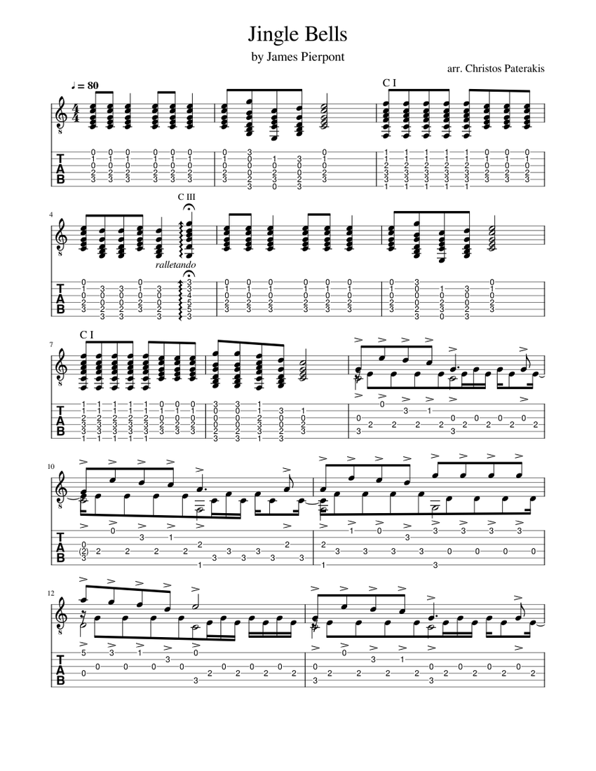 Jingle Bells guitar solo Sheet music for Guitar (Solo) | Musescore.com