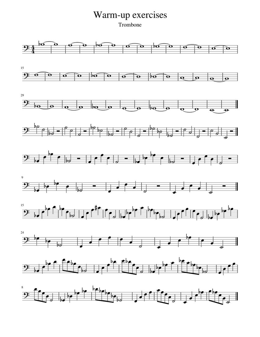 Warm-up exercises for Trombone Sheet Music for Trombone (Solo ...