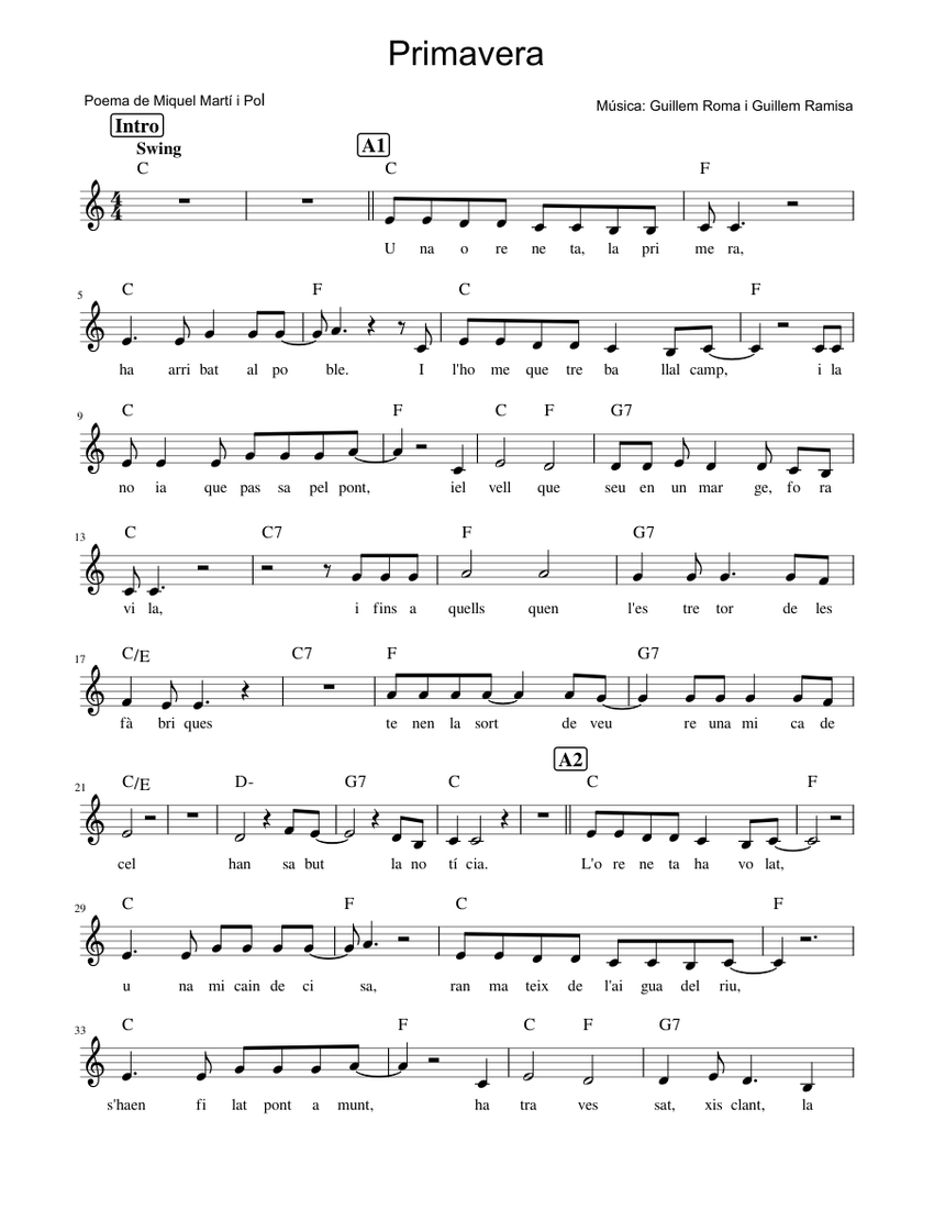 Primavera Sheet music for Piano (Solo) Easy | Musescore.com
