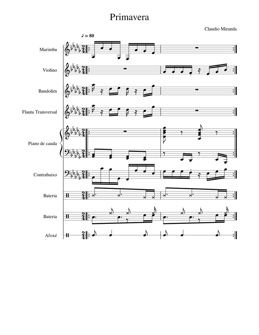 Primavera Sheet music for Piano, Flute, Violin, Bass guitar & more ...