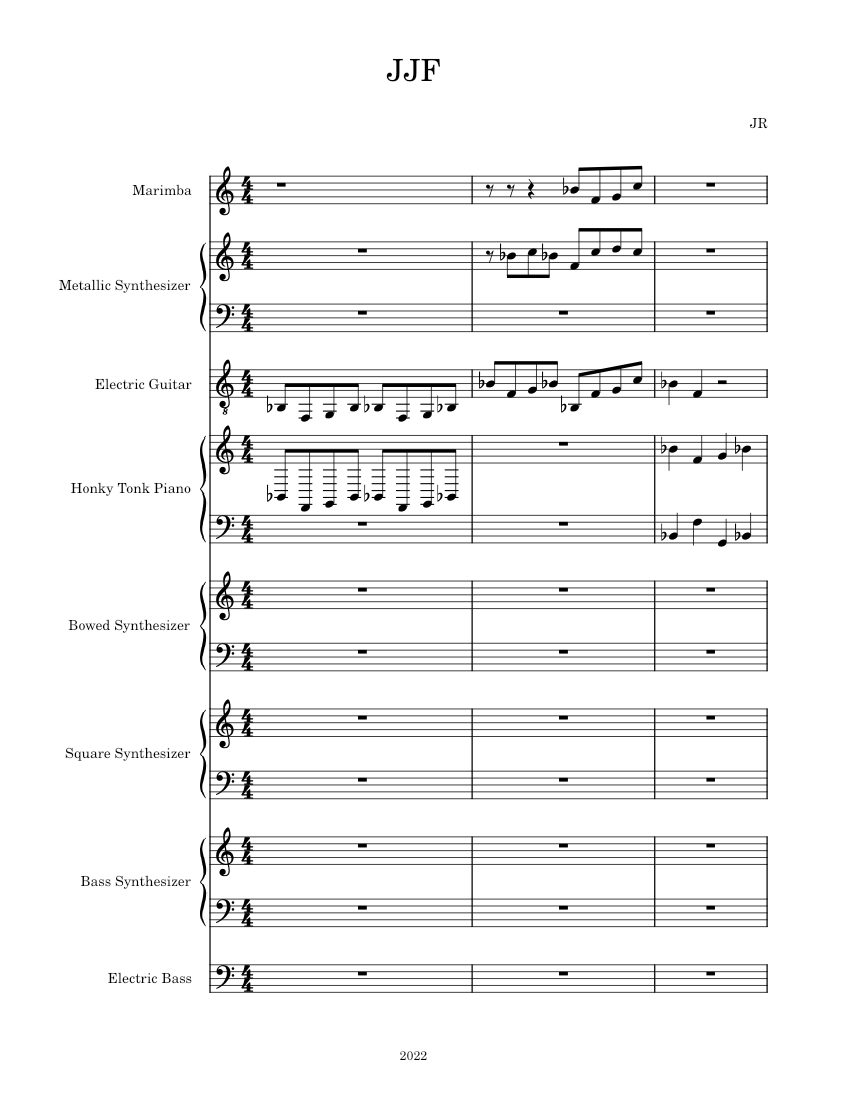 JJF Sheet music for Piano, Guitar, Bass guitar, Marimba & more ...