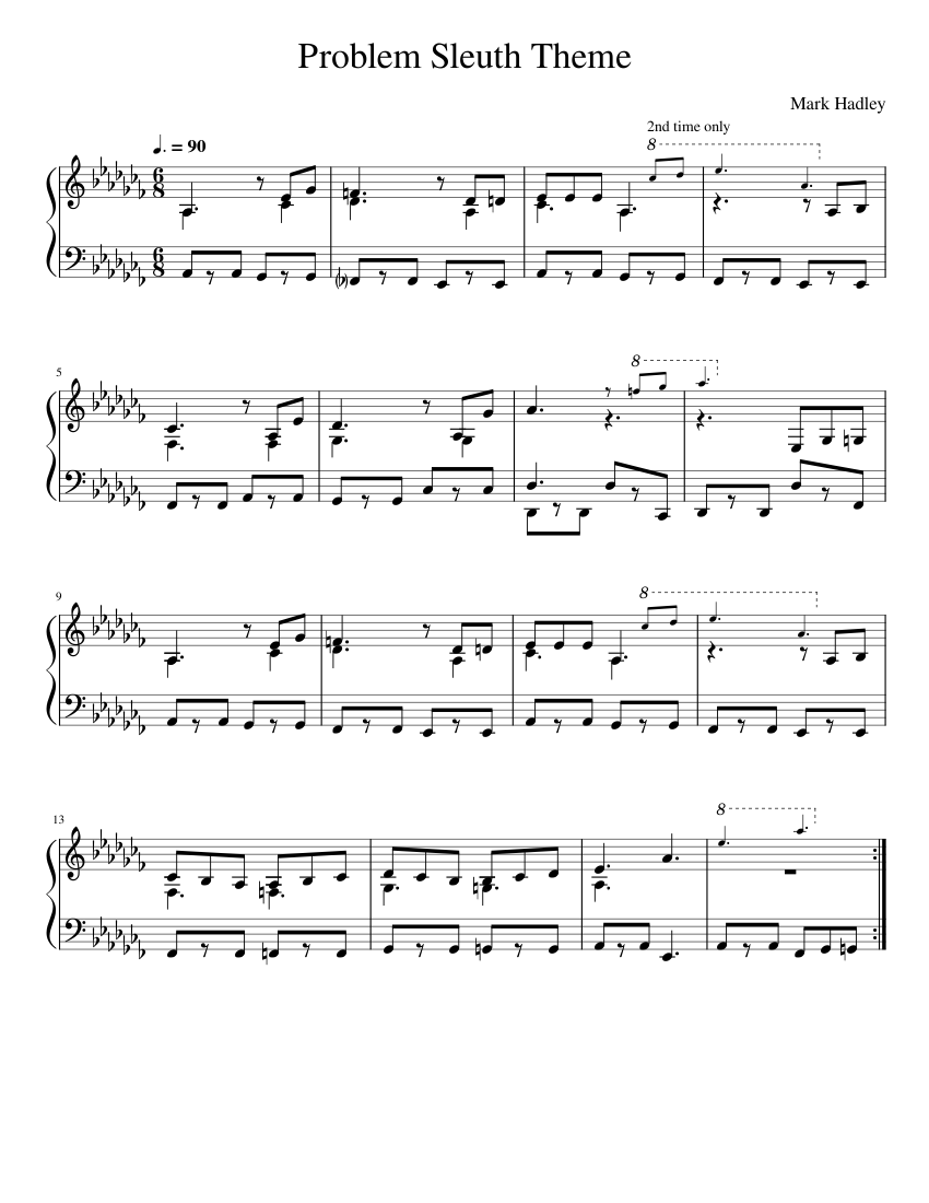 Problem Sleuth Theme Sheet music for Piano (Solo) | Musescore.com