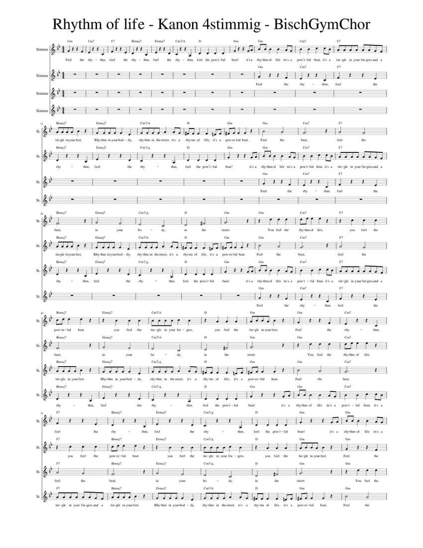 Rhythm of Life - Kanon 4stg. Sheet music for Vocals (Choral ...