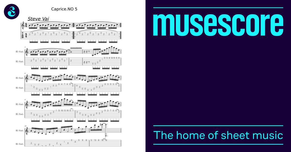 Paganini 5th Caprice from Crossroads – Steve Vai Sheet Music and Tab ...
