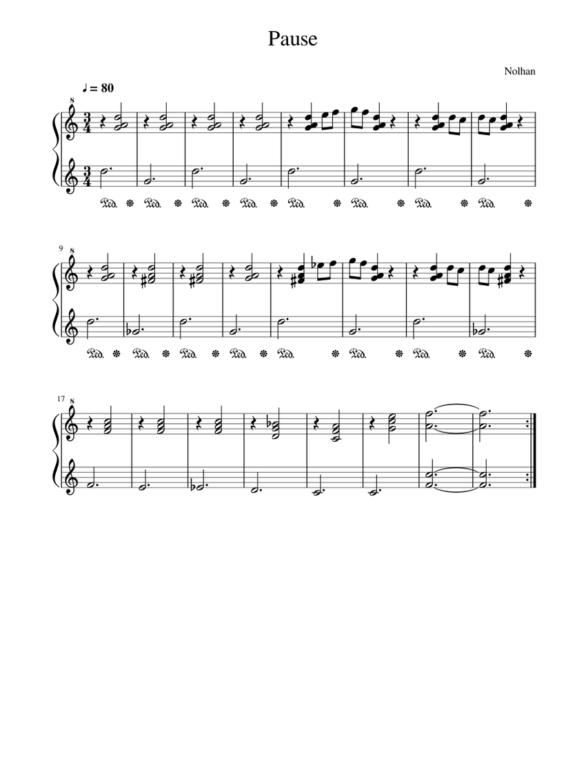 Pause Sheet Music for Piano (Solo) easy | MuseScore.com