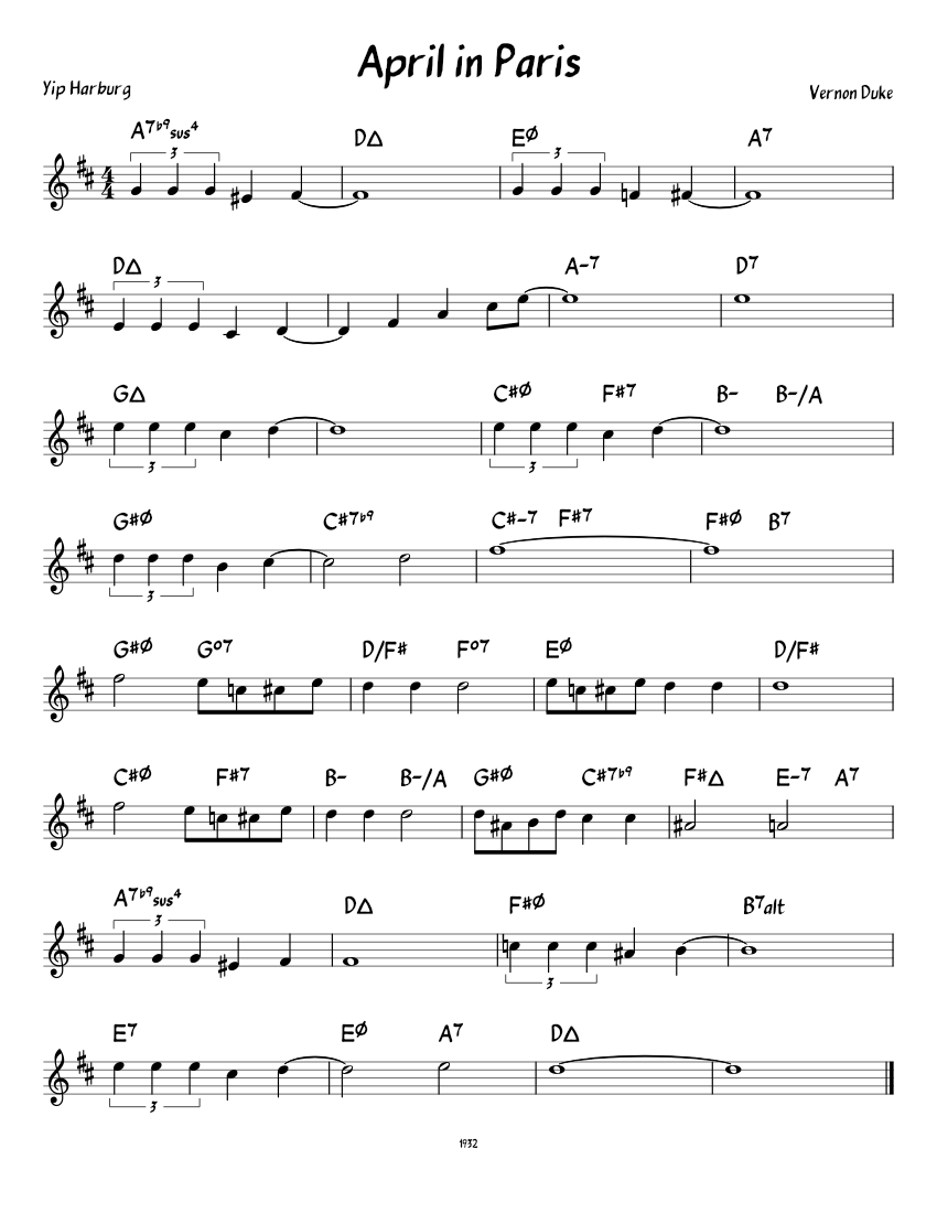 April in Paris Sheet music for Piano (Solo) Easy | Musescore.com