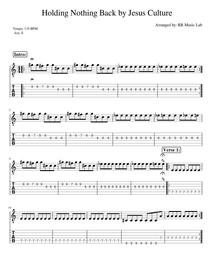 Holding Nothing Back Holding nothing_Back_by_Jesus_Culture Sheet Music ...