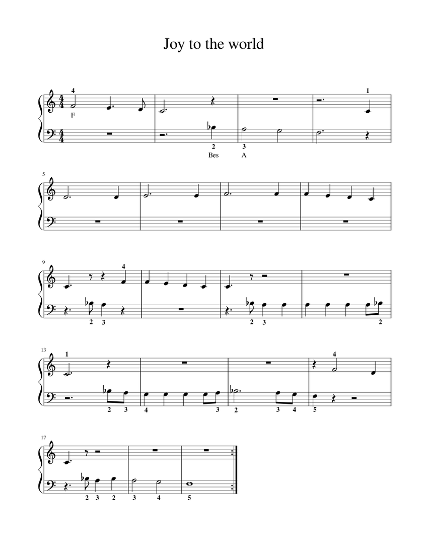 Joy to the world Sheet Music for Piano (Piano Four Hand) | MuseScore.com