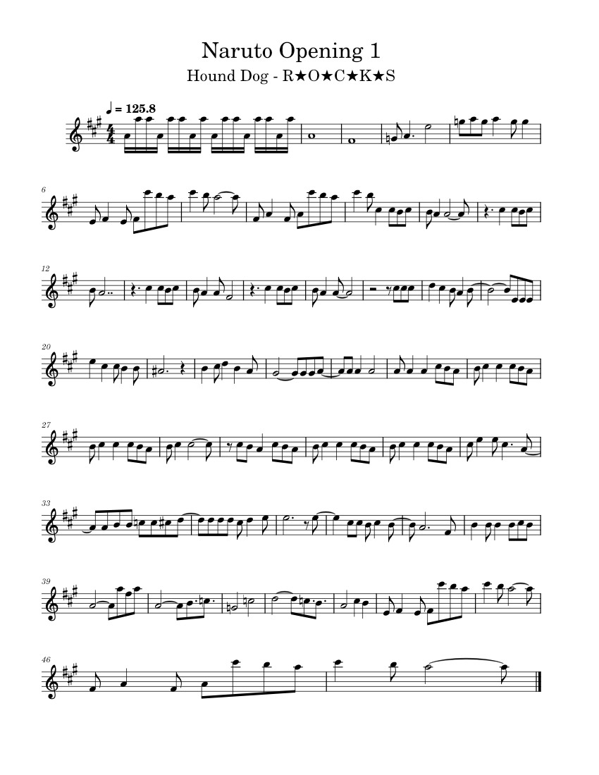 Naruto Opening 1 Sheet Music for Flute (Solo) | MuseScore.com