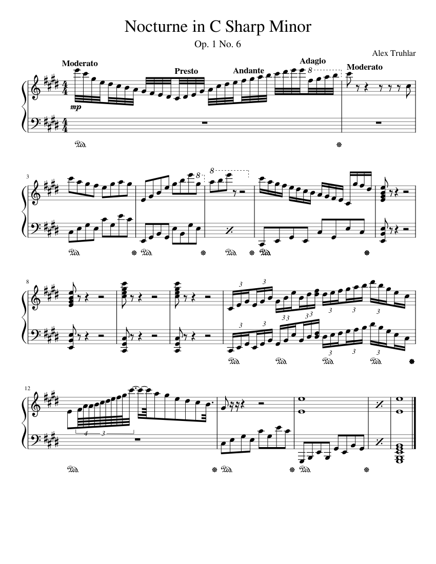 Nocturne in C Sharp Minor -Alex Truhlar - piano tutorial