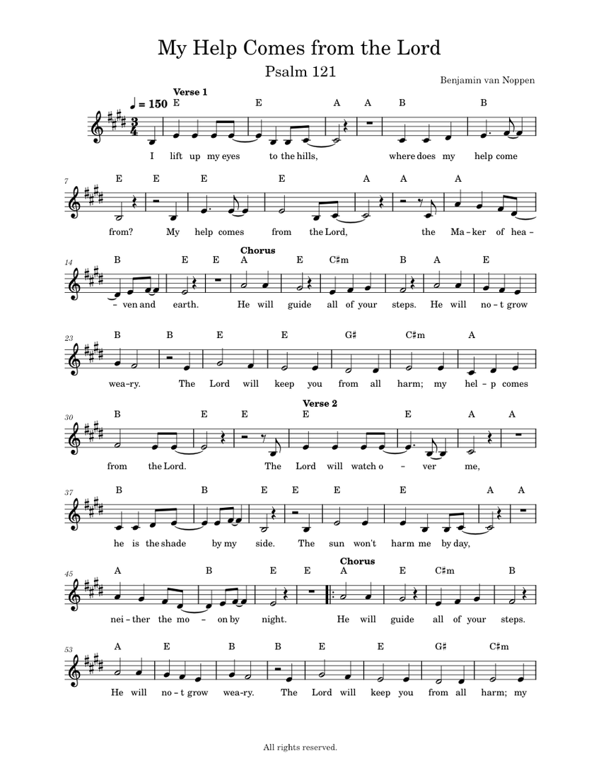 My Help Comes from the Lord (Psalm 121) Sheet music for Piano (Solo ...