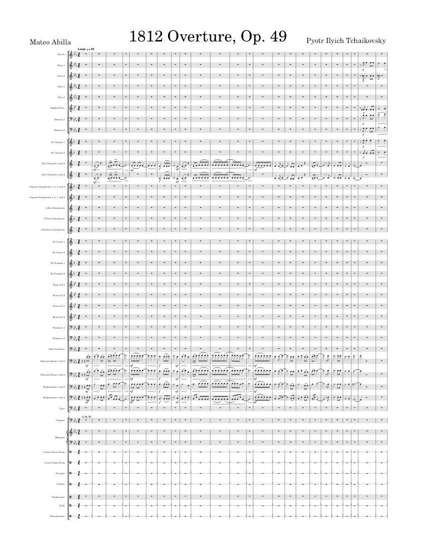 1812 Overture, Op.49 – Pyotr Ilyich Tchaikovsky Sheet music for ...
