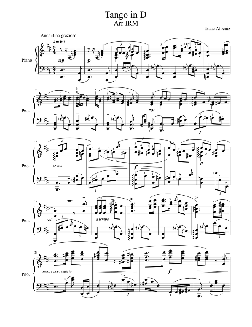 Albeniz Tango in D reloaded Sheet Music for Piano (Solo) | MuseScore.com