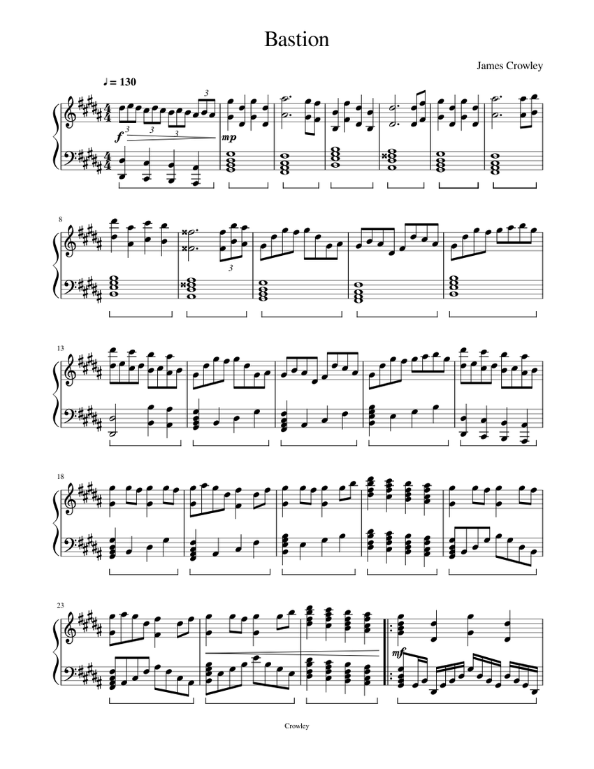 Bastion Sheet music for Piano (Solo) | Musescore.com