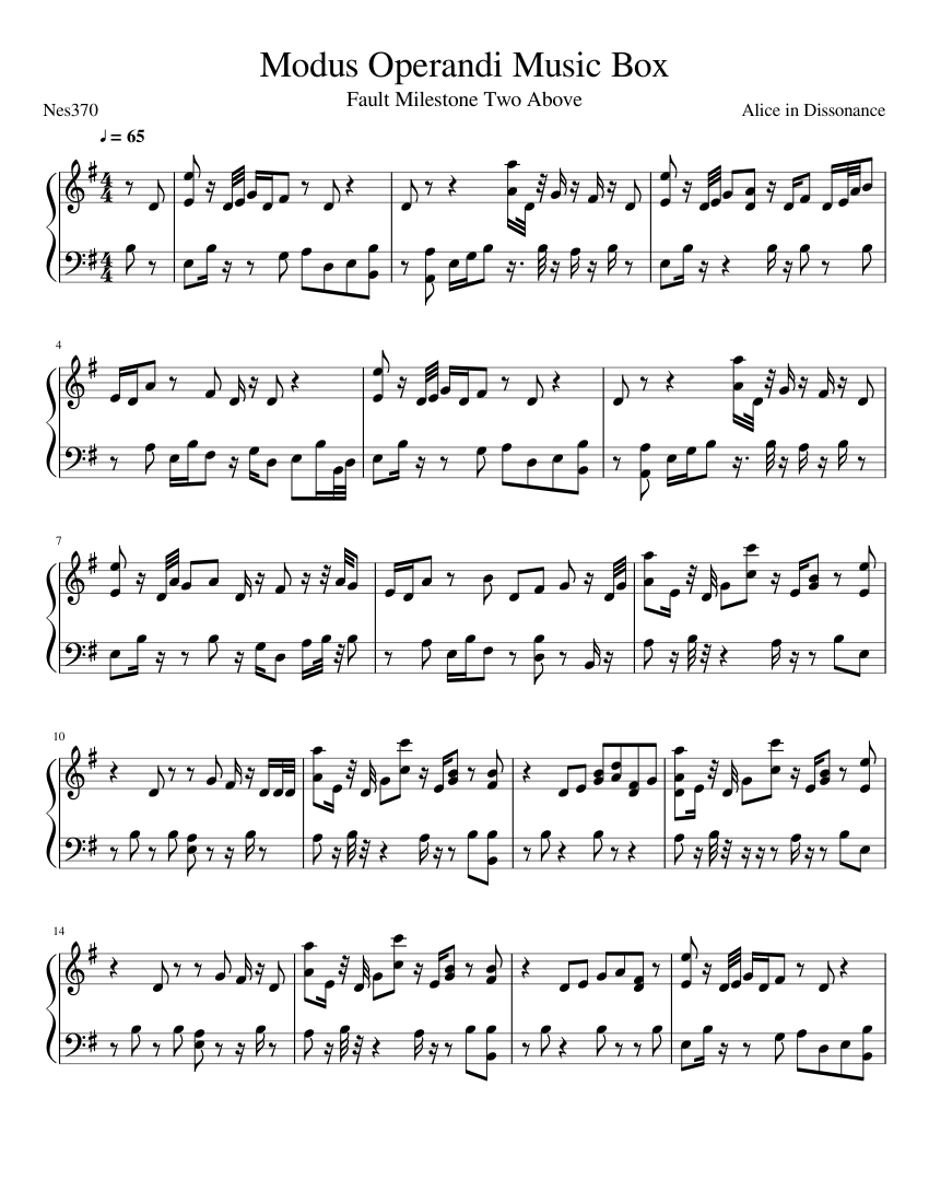 Modus Operandi Music Box [Fault Milestone Two] Sheet music for Celesta ...