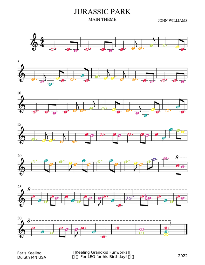 Jurassic park theme – John Williams Sheet music for Piano (Solo) Easy ...