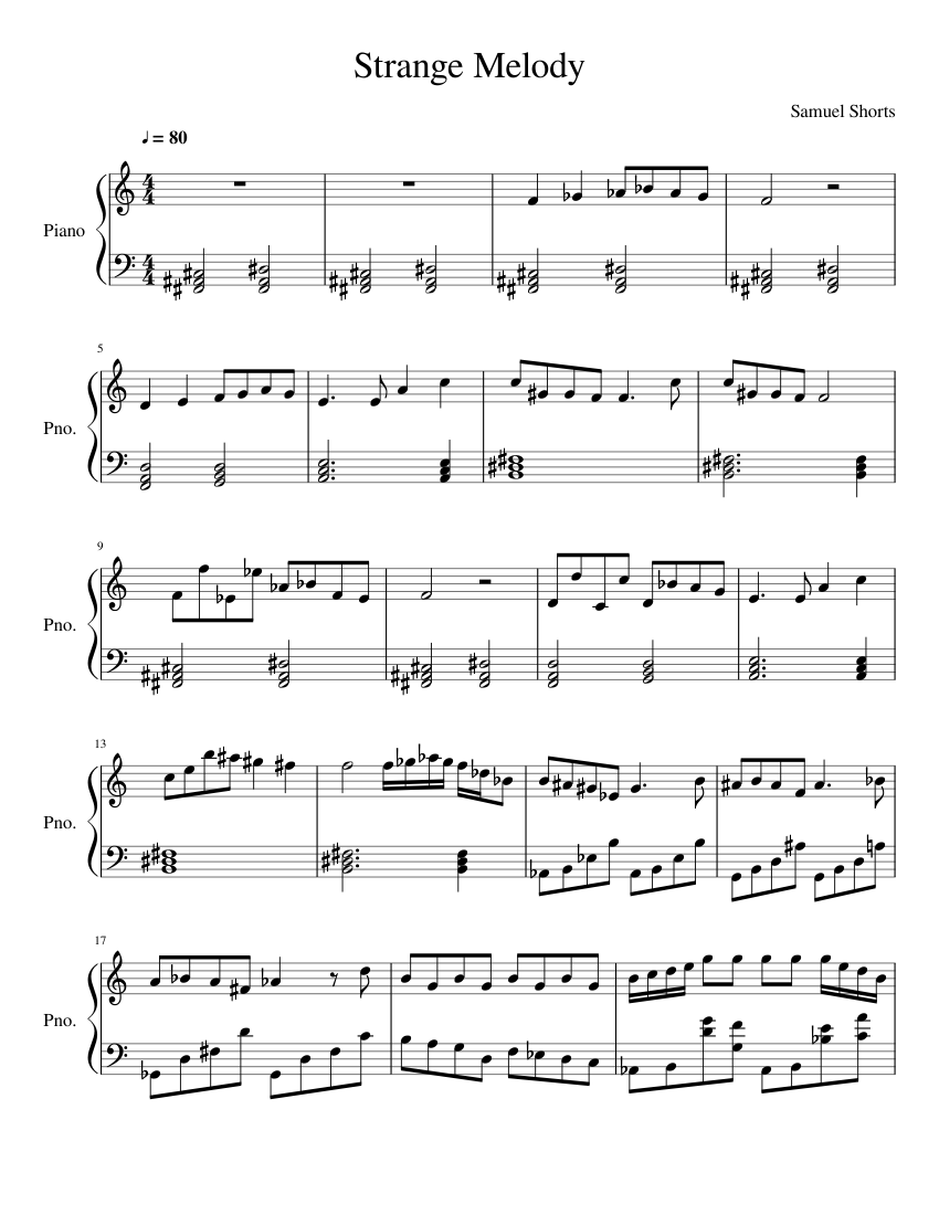 Strange Melody Sheet Music for Piano (Solo) | MuseScore.com