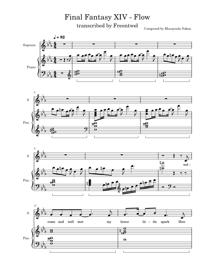Final Fantasy XIV - Flow Sheet music for Piano, Soprano (Piano-Voice ...