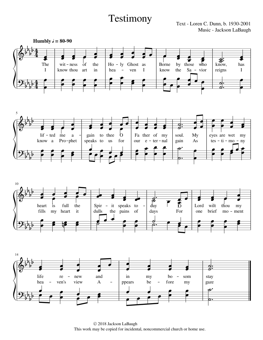 Testimony Sheet music for Piano (Solo) Easy | Musescore.com