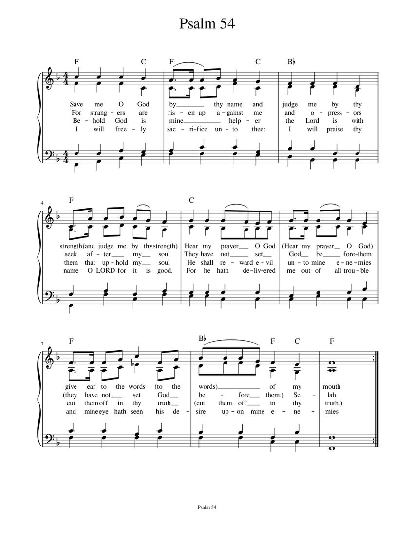 Psalm 54 KJV Sheet music for Piano (Piano-Voice) Easy | Musescore.com