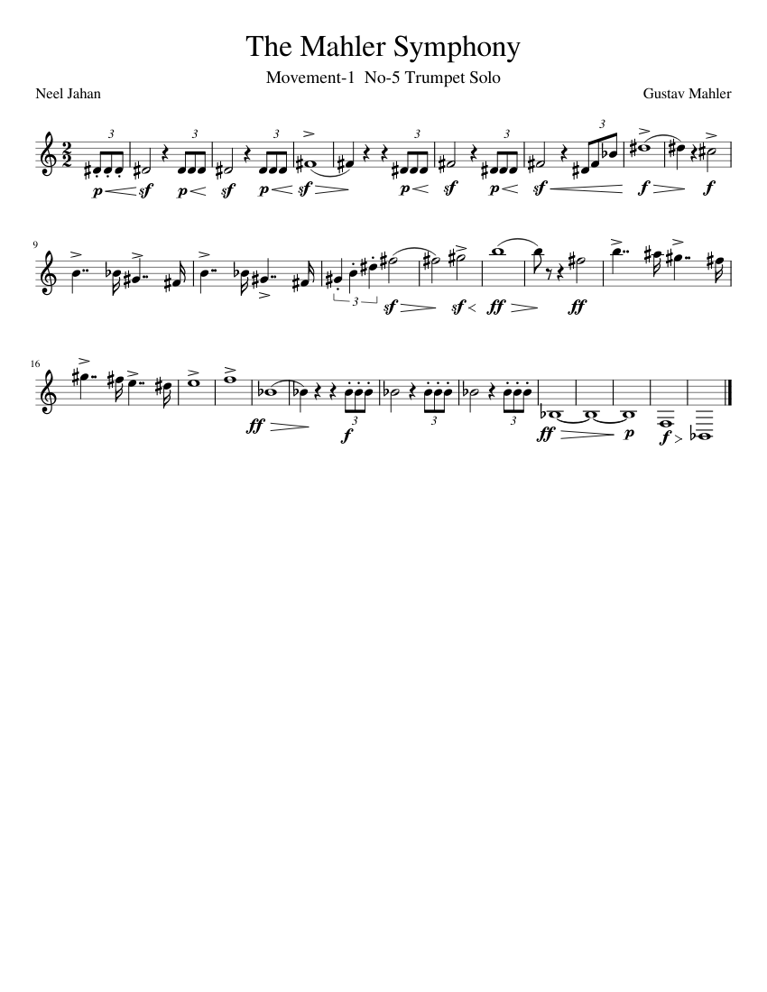 The Mahler Symphony Sheet music for Trumpet other (Solo) | Musescore.com