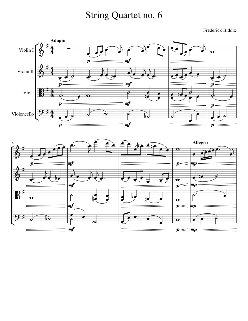 String Quartet no. 6 - piano tutorial