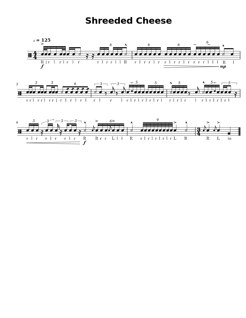 Shreeded_Cheese Sheet Music for Snare drum (Solo) | MuseScore.com