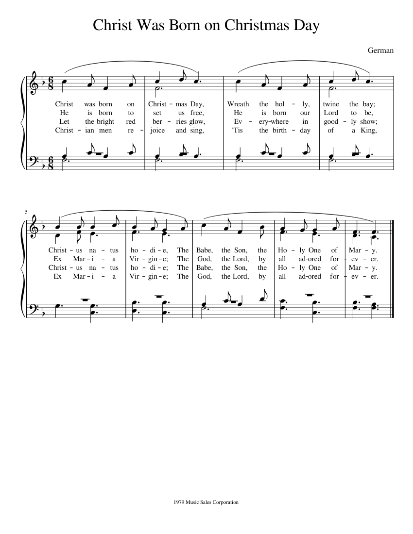 Christ was born on Christmas Day – Robin Stopford Sheet music for Piano ...