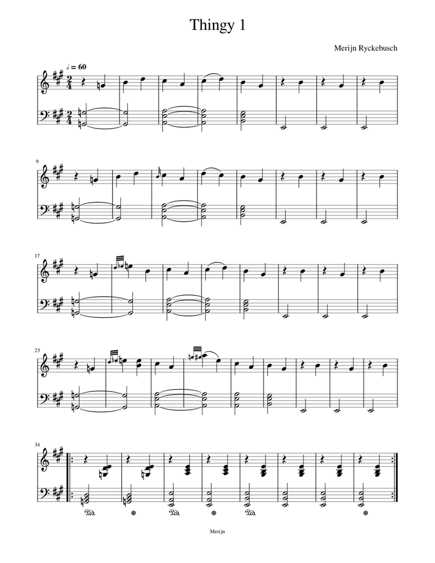 Thingy 1 Sheet music for Piano (Solo) Easy | Musescore.com