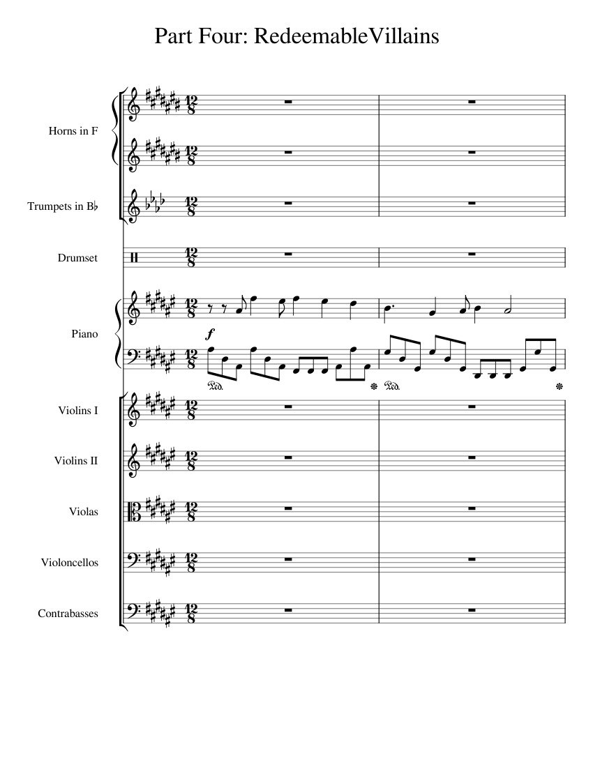 Part Four: Redeemable Villains Sheet music for Piano, Trumpet in b-flat ...
