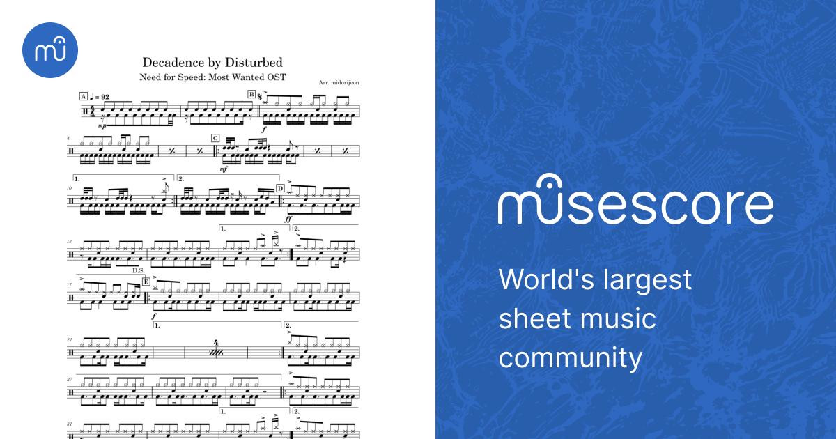 Decadence – Disturbed Sheet Music for Drum group (Solo) | MuseScore.com